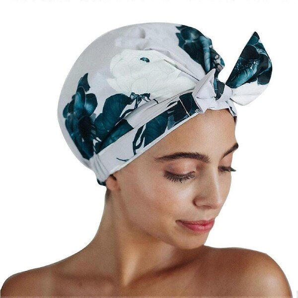 Large Shower Caps Bowknot Bath Hair Caps Reusable Turban Shower Hat ...