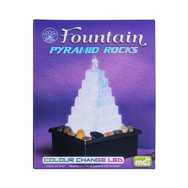 MDI LED Fountain Pyramid Rocks Tabletop Water Light Feature Decor15.3cm ...