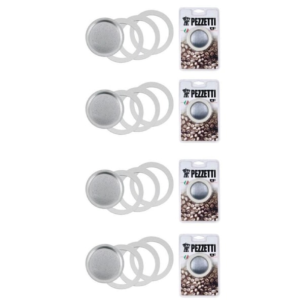4x 4pc Pezzetti 6-Cup Silicone Gasket & Filter Set For Stovetop ...