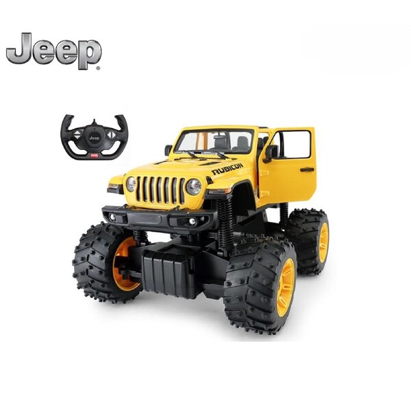 RASTAR Licensed 1:14 Jeep Wrangler JL RC Car - Yellow Big Foot Remote Control SUV with Lights ...