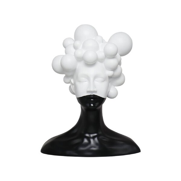 SOGA 30cm Bubble Head Sculpture – Black & White Resin Art for Decor ...
