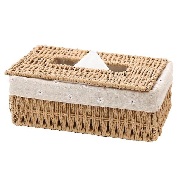 Handmade Rattan Tissue Box, Household Paper Storage Basket, (Khaki ...