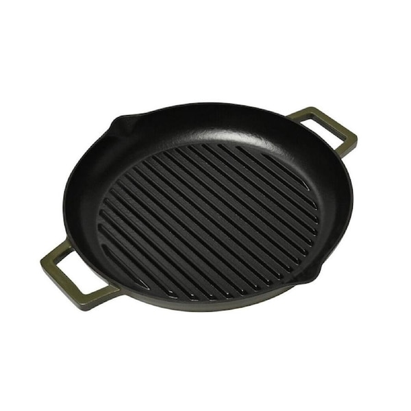 Classica Cast Iron Grill Pan Kitchen Cooking Frying Cookware 31cm Olive ...