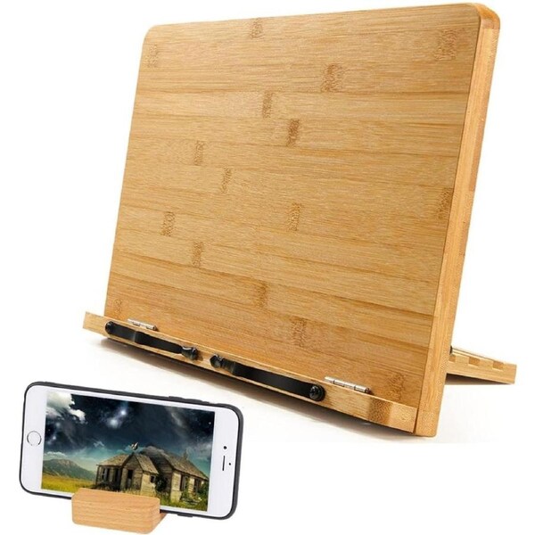 Extra Large Bamboo Book Stand with Page Clips 39x28cm | Woolworths