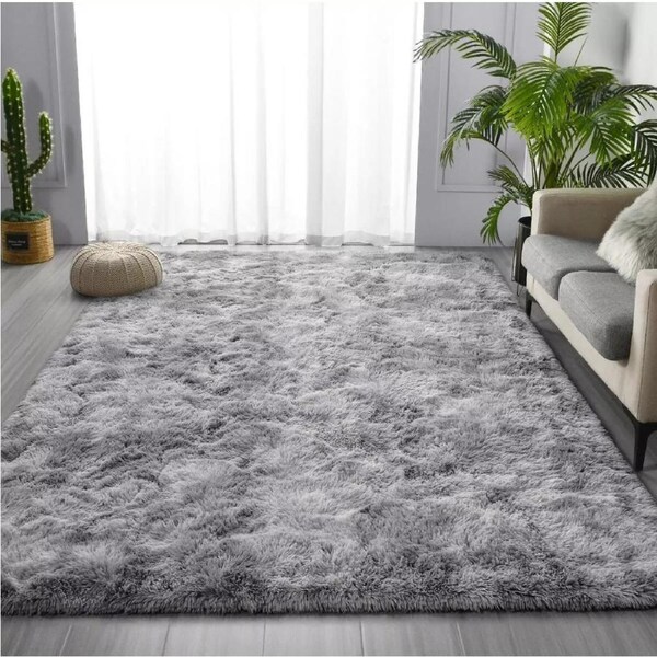 Grey Floor Rug Rugs Fluffy Area Carpet Shaggy Soft Large Pads 200x230cm ...
