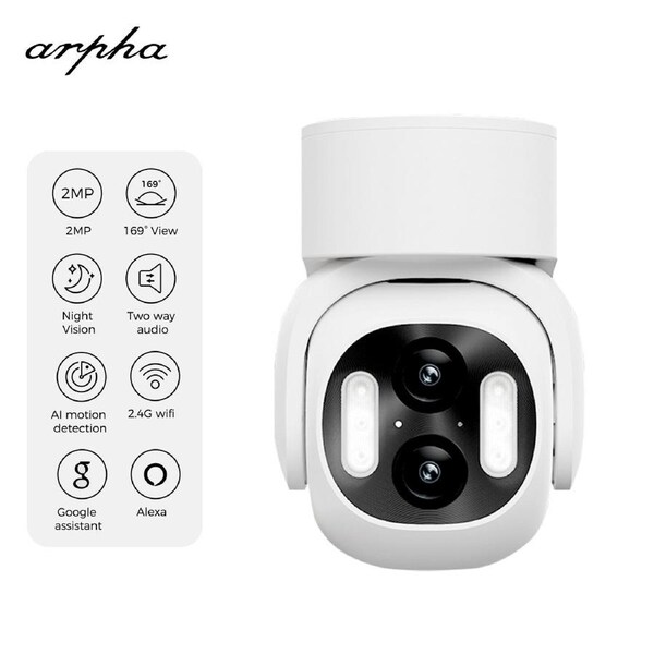 2MP Wireless Security Camera Motion Detection IP65 Pan Tilt Wi-Fi Loop ...