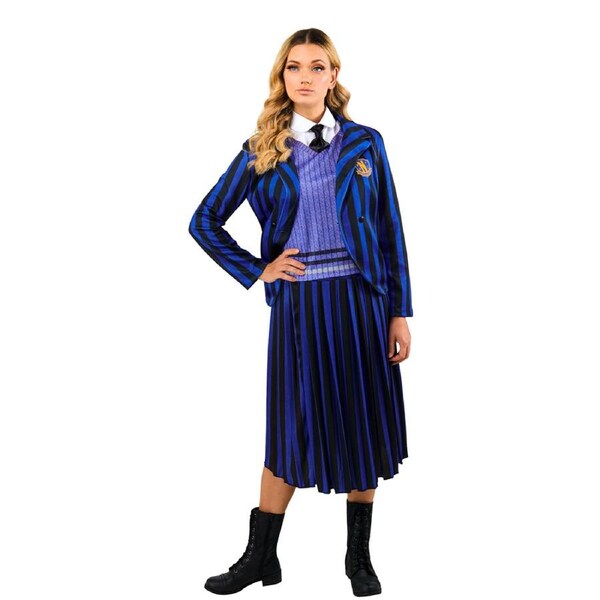 Wednesday Nevermore Blue Adult Academy Uniform Net Costume Dress Up ...