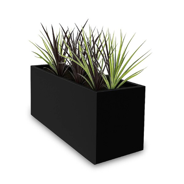 Greenlife Metal Designer Planter Box with Base 900 x 340 x 400mm Black ...