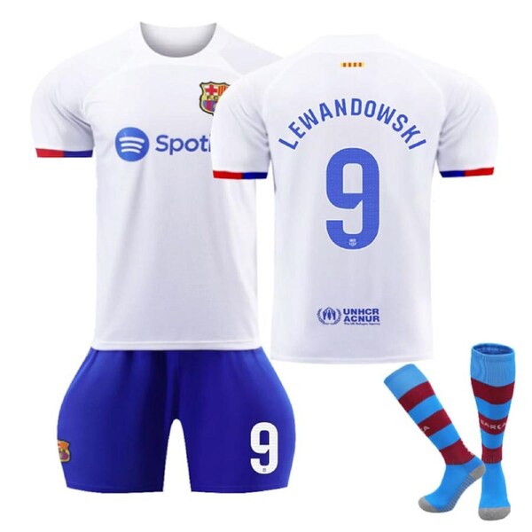 Nevenka Barca Away Jersey LEWANDOWSKI #9 Soccer Jersey Kids Adult 3 ...