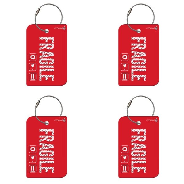 4PK Retreev Fragile Travel Bag Smart Tag Luggage Suitcase Name Card w ...