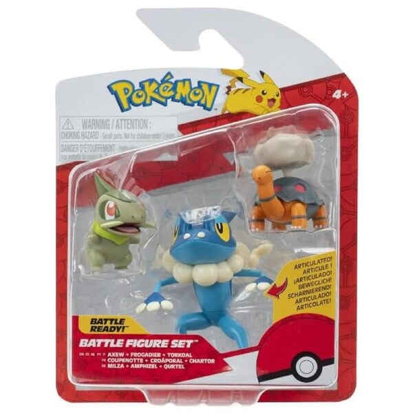 Pokemon Battle Figure Set Axew + Frogadier + Torkoal Action Figure ...