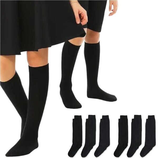 6x Pairs School Uniform Knee High Socks Cotton Rich Girls Boys Kids ...