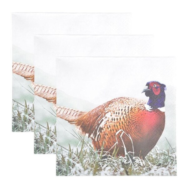 3x 20pc Esschert Design Tissue Paper Napkins Pheasant 3-Ply Serviette ...