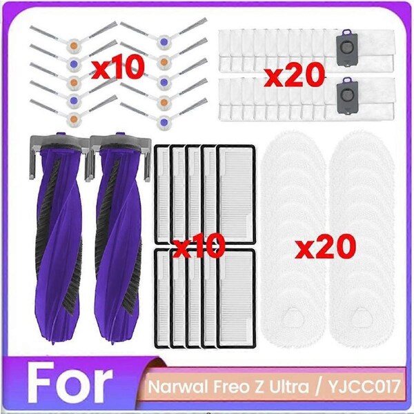 62PCS Brush Filter Dust Bag and Mop Cloth Kit for Freo Z Ultra YJCC017 ...