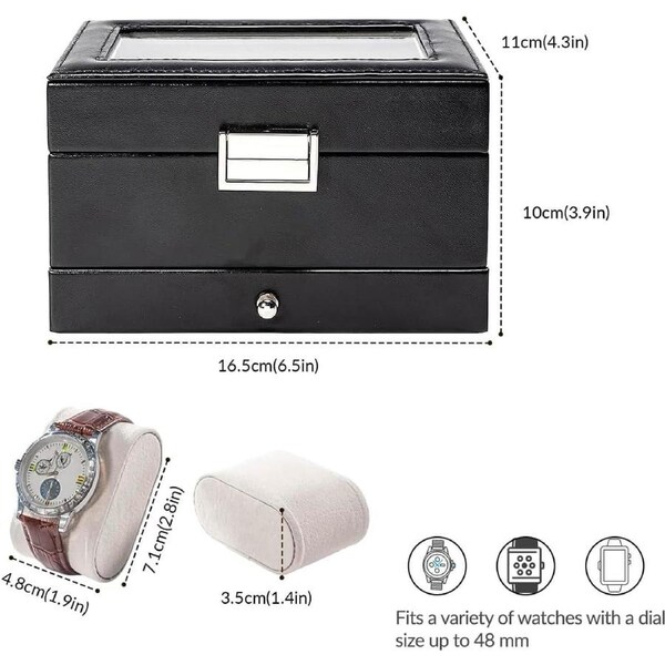 3 Slot Watch Box with Drawer - Organizer for Men and Women | Woolworths