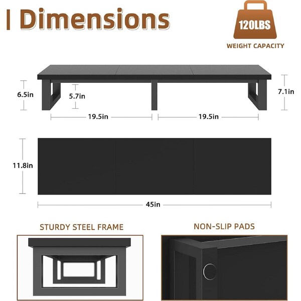 Large TV Riser Stand for 32-60 Inch TVs with Steel Legs Black | Woolworths