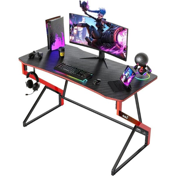 Z-Shaped Gaming Desk 40 Inch with Headphone Hook Black | Woolworths