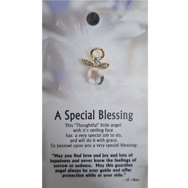 Thoughtful Little Angel Card Special Blessing 9253 and Angel Pin with ...