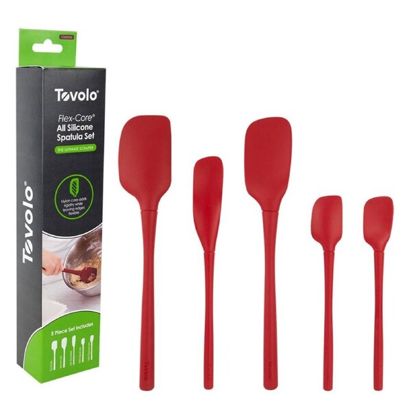 5pc Tovolo Flex-Core All Silicone Flexible Spatula Spoon Set Cayenne ...