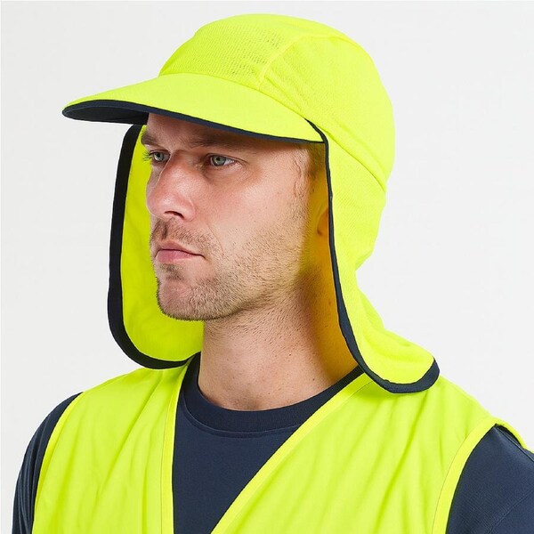 Hi Vis Legionnaire Hat Cap Sun Protection Workwear Legionnaires Fluro ...