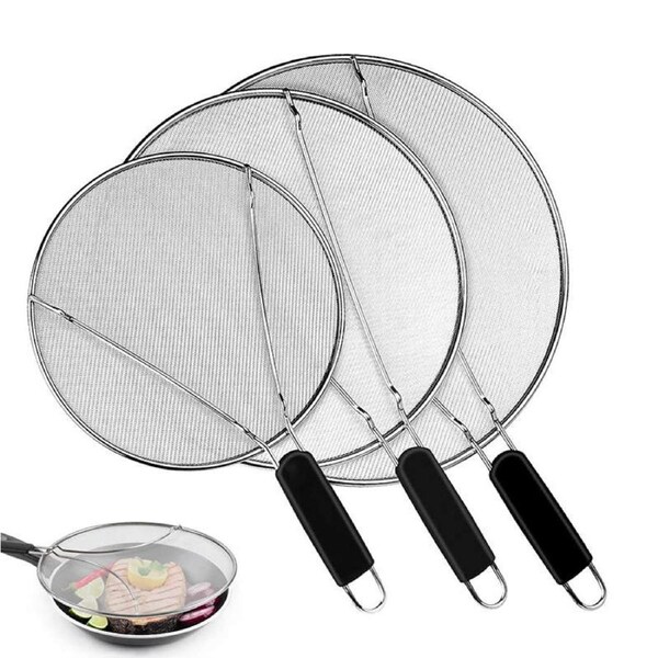 Nevenka 3 Pcs Splatter Screen for Frying Pan Stainless Steel Fine Mesh ...