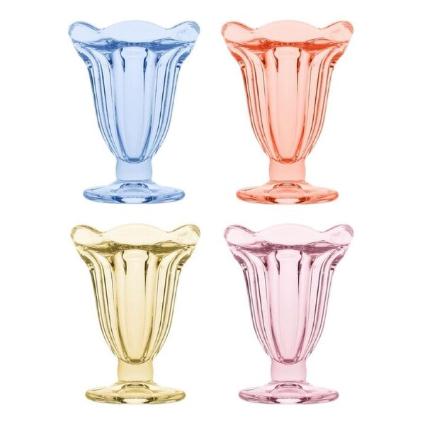 4pc Porto Soda Lime Glass Dessert Sundae Glasses 150ml Citron, Ruby ...