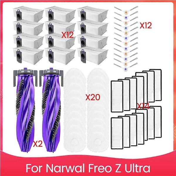 60PCS Brush Filter Dust Bag and Mop Cloth Kit for Freo Z Ultra Vacuum ...