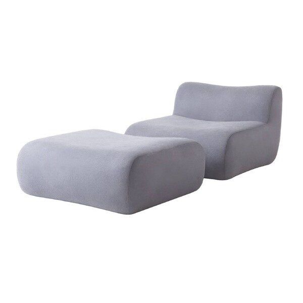 MIUZ 2PC Modular Sofa Lounge Set, 1 Armless Chair & 1 Ottoman, Modern ...