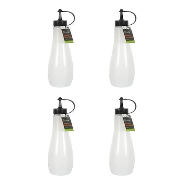 4x Top Chef Durable Sauce Squeezable Bottle White w/ Black Lid, 25x9cm ...