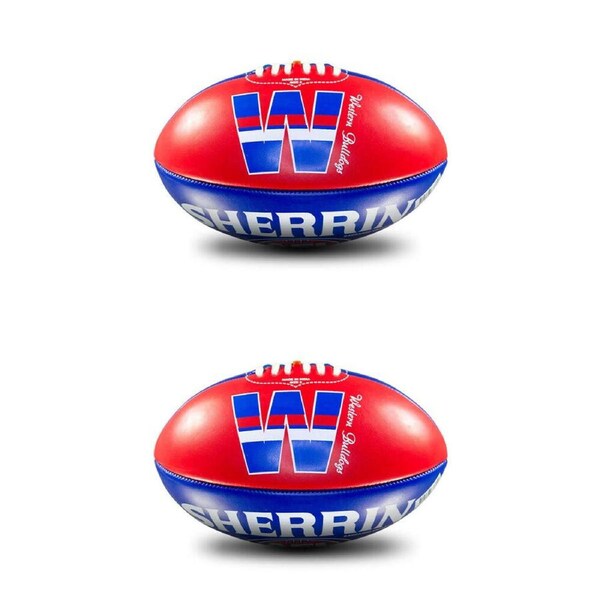2PK Sherrin PVC AFL Team Logo Football - Western Bulldogs Size 2 Red ...