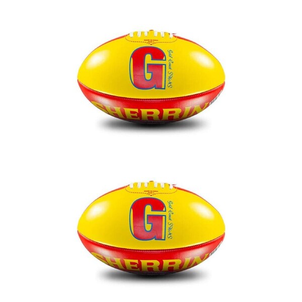2PK Sherrin PVC AFL Team Logo Football - Gold Coast Suns Size 2 Red ...