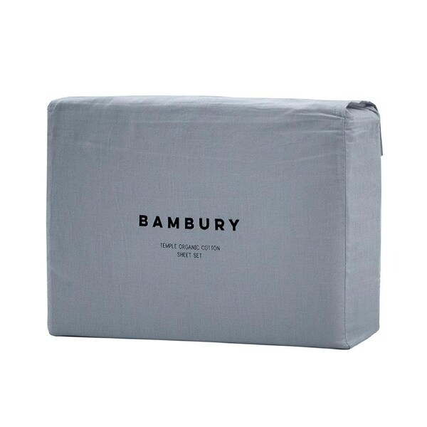 Bambury Temple Organic Cotton Sheet Set Steel Blue Home Bedding King ...
