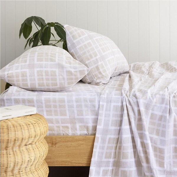 Bambury Enid Flannelette Sheet Set Home Bedding w/Pillowcase Cotton ...