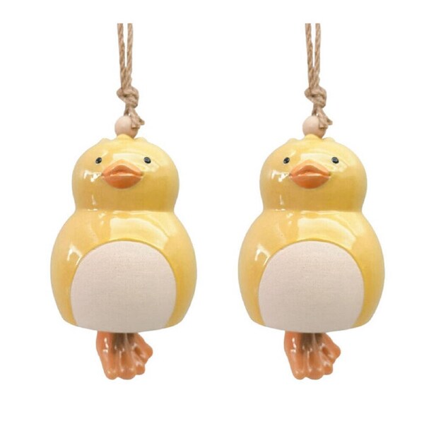 2PK Urban Ceramic Duck Hanging Bell Outdoor Garden Decor 18x11cm Yellow ...