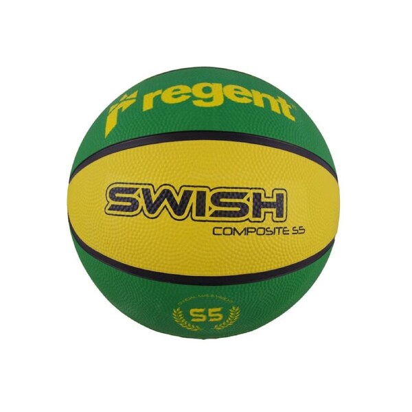 Regent Swish Indoor/Outdoor Rubber Basketball Size 5 Green/Yellow ...