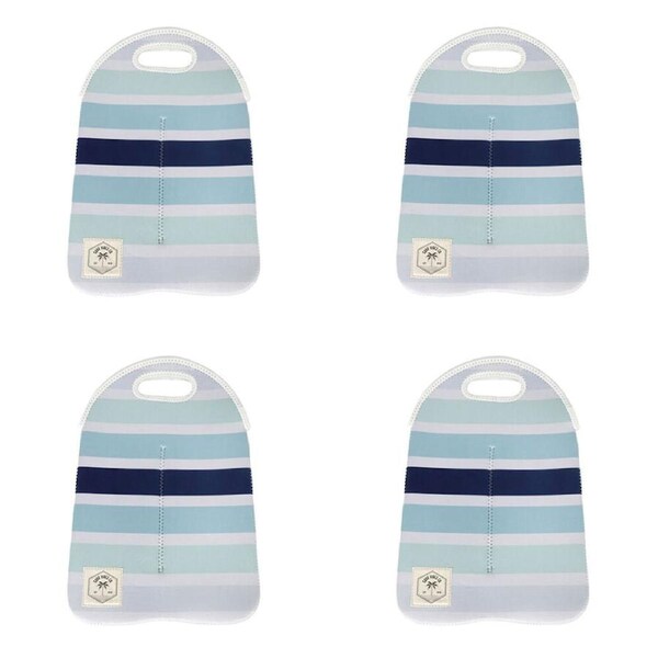 4PK Good Vibes Neoprene Double Cooler Bottle Bag Ocean Tide 38x24cm ...