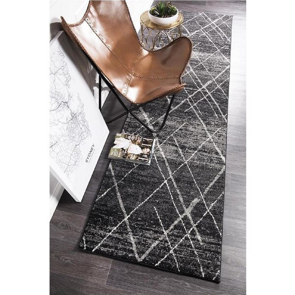 Rug Culture Charcoal & Grey Abstract Durable Runner Rug | Woolworths
