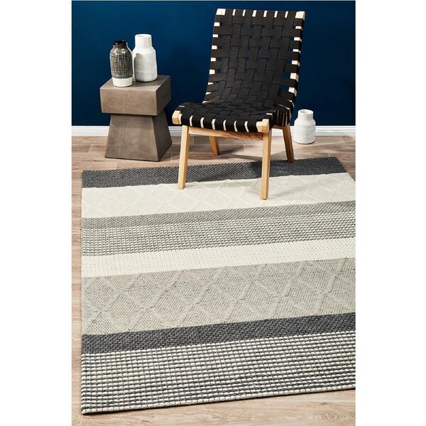 Rug Culture Monochrome Handmade Wool Blend Scandi Flatwoven Rug ...