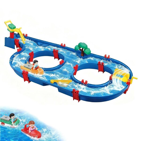 HOLALA 44 Pcs DIY Mini Water Park with Boat Kids Building Blocks Water ...