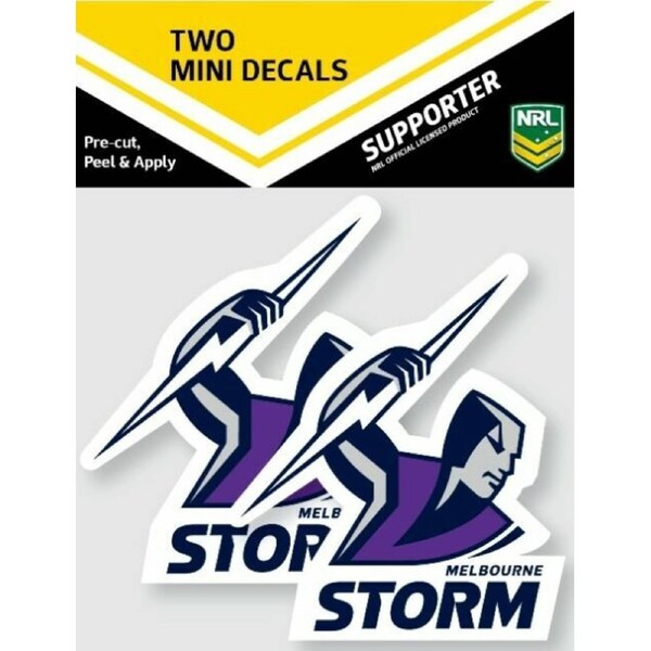 NRL Mini Decal - Melbourne Storm - Sticker Set Of 2 - 8x7cm | Woolworths