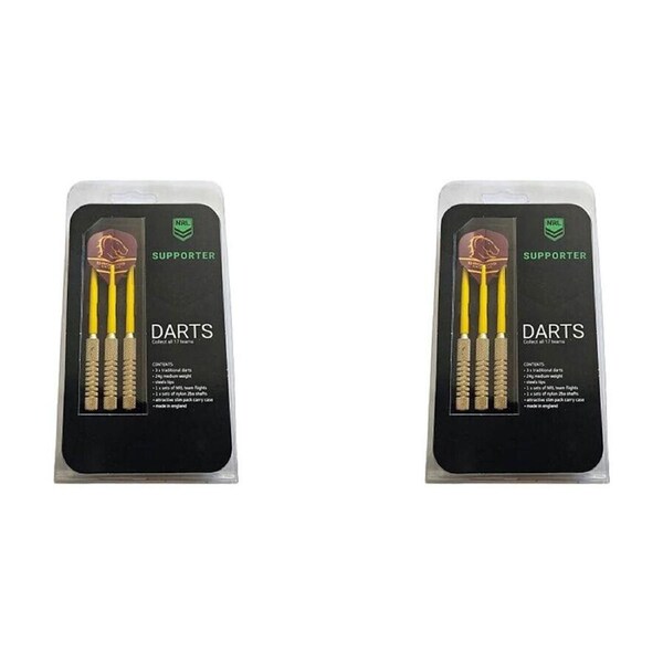 2x 3pc NRL Darts Brisbane Broncos Team Design Flights & Shafts Case ...