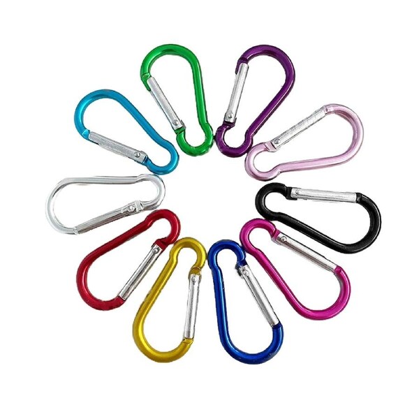 Aluminum Coloured Carabiner Snap Hook Clip Key chain ring Clips Clasp ...