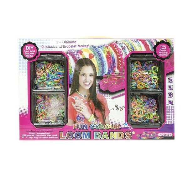 1600pc ABT Kids Loom Bands Set W/ 2 Knitting Spools Multicoloured ...
