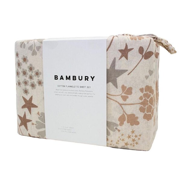 Bambury Alice 160GSM 100% Cotton Soft Flannelette Bedding Sheet Set ...