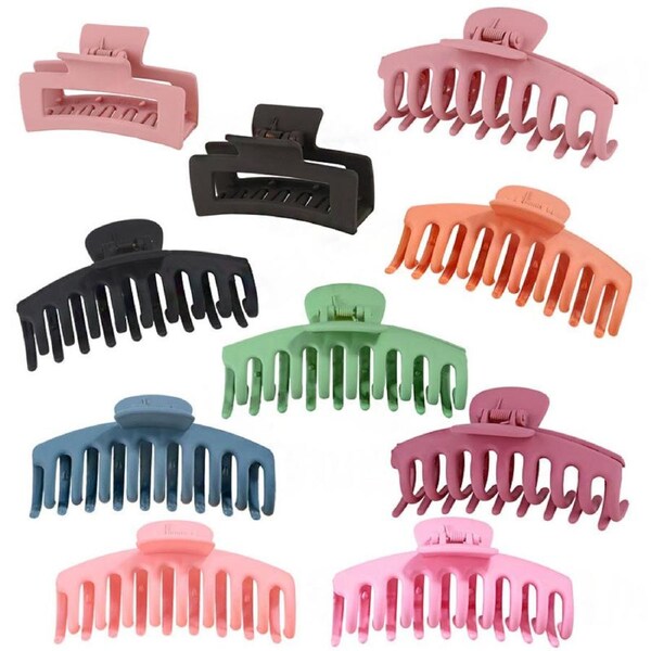 Nevenka 10 Pcs Acrylic Hair Claw Clips for Thick Hair Strong Hold ...