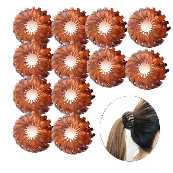 Nevenka 12 Pcs Bird Nest Shaped Hair Clips Expandable Ponytail Holder ...