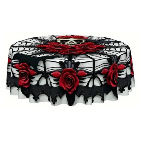 Gothic Skull Roses Round Tablecloth | Woolworths