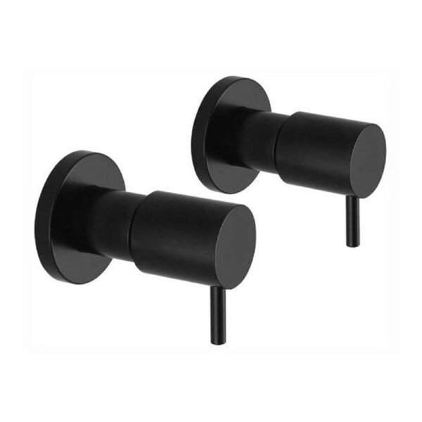 2pc Hellycar 1/4 Turn Luxury Wall Top Bathroom Taps Assemblies Black ...