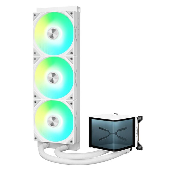 TRYX PANORAMA 360 ARGB WHITE V1 L-SHAPED AMOLED SCREEN LIQUID COOLER ...