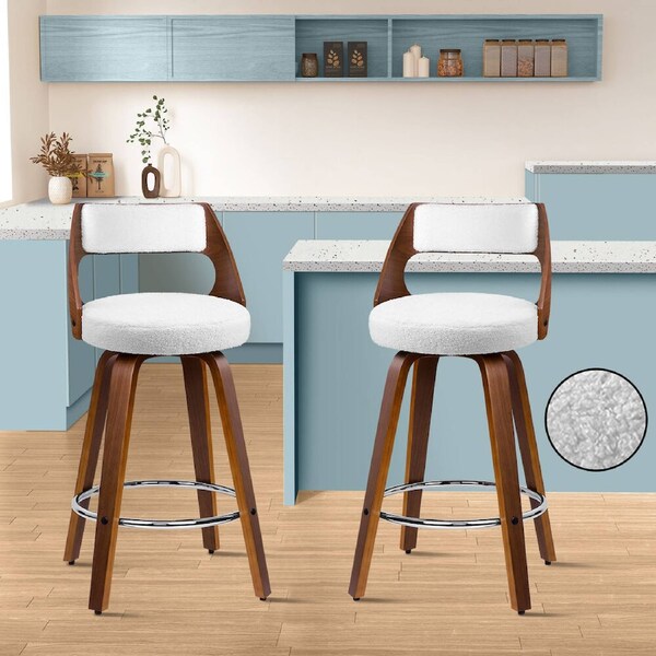2x ALFORDSON Bar Stools Eden Boucle White | Woolworths